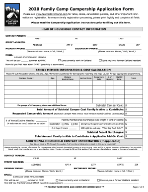 Fillable Online 2020 Family Camp Campership Application Form Fax Email ...