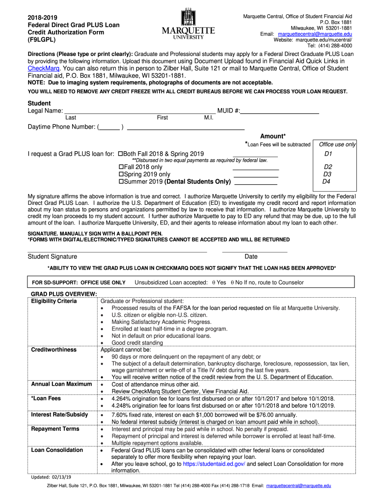 Fillable Online 2020-21 Federal Direct Grad PLUS Loan Credit ...