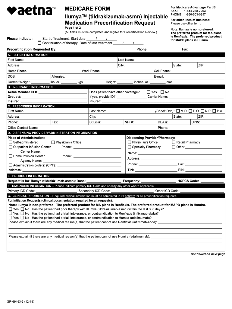 Fillable Online Aetna - MEDICARE FORM - Ilumya (tildrakizumab-asmn ...