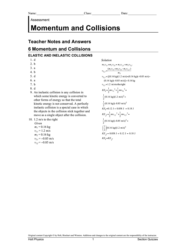 Elastic Vs Inelastic Collision - Fill Online, Printable, Fillable ...