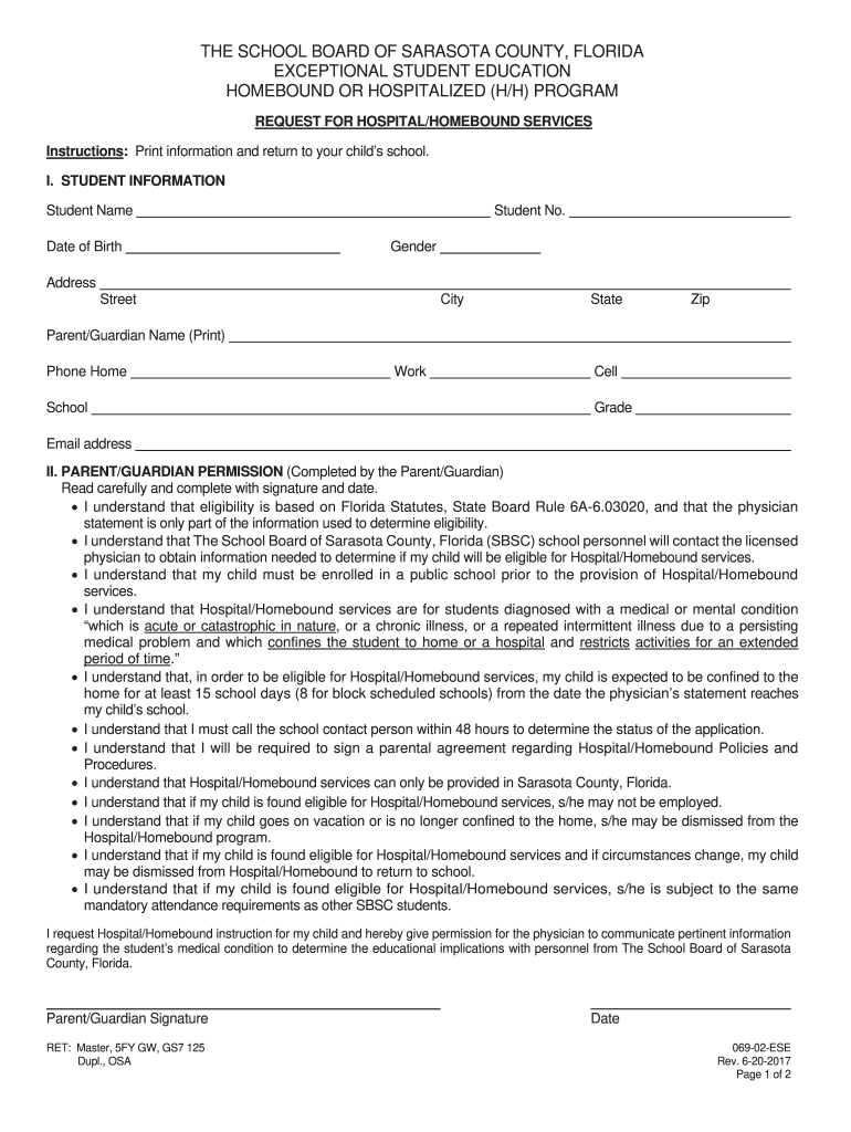 Fillable Online 069-02-ESE Request for Hospital Homebound Services.docx ...