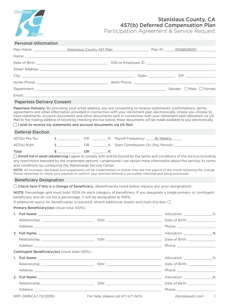 Fillable Online Employee Benefits - Forms and Documents - Stanislaus ...