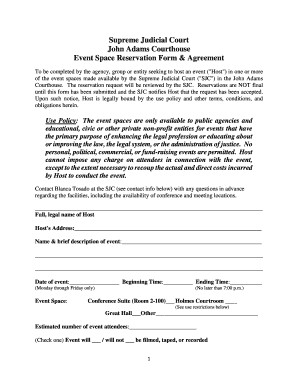 Fillable Online Event Space Reservation Form & Agreement Fax Email ...