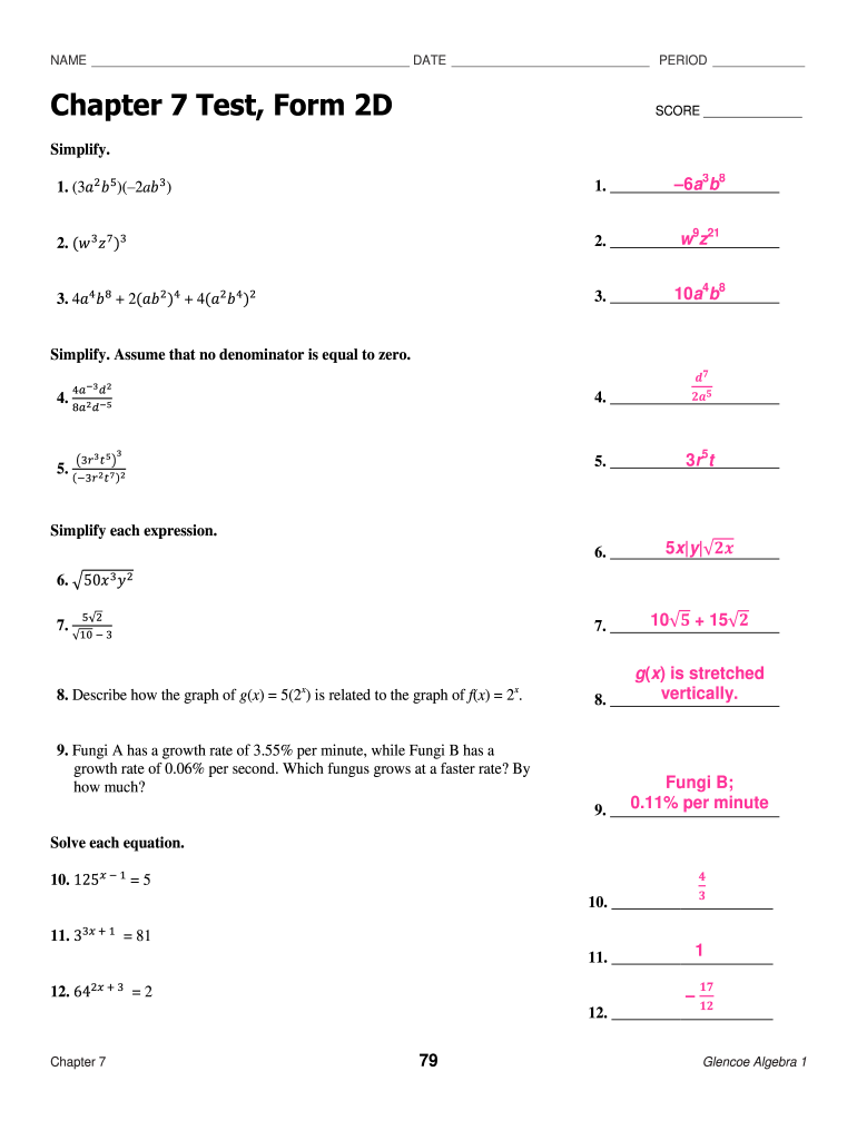 Fillable Online Chapter 7 Test Form 2D Fax Email Print PdfFiller Fillable Online Chapter 7 Test Form 2D Fax Email Print PdfFiller