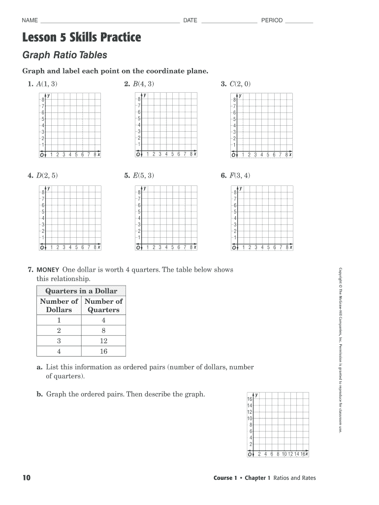Fillable Online Grade 5 Unit 6: Graph Points on the Coordinate Plane to ...