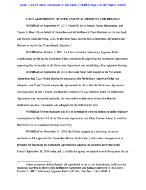 Fillable Online FIRST AMENDMENT TO SETTLEMENT AGREEMENT AND RELEASE Fax Email Print - pdfFiller