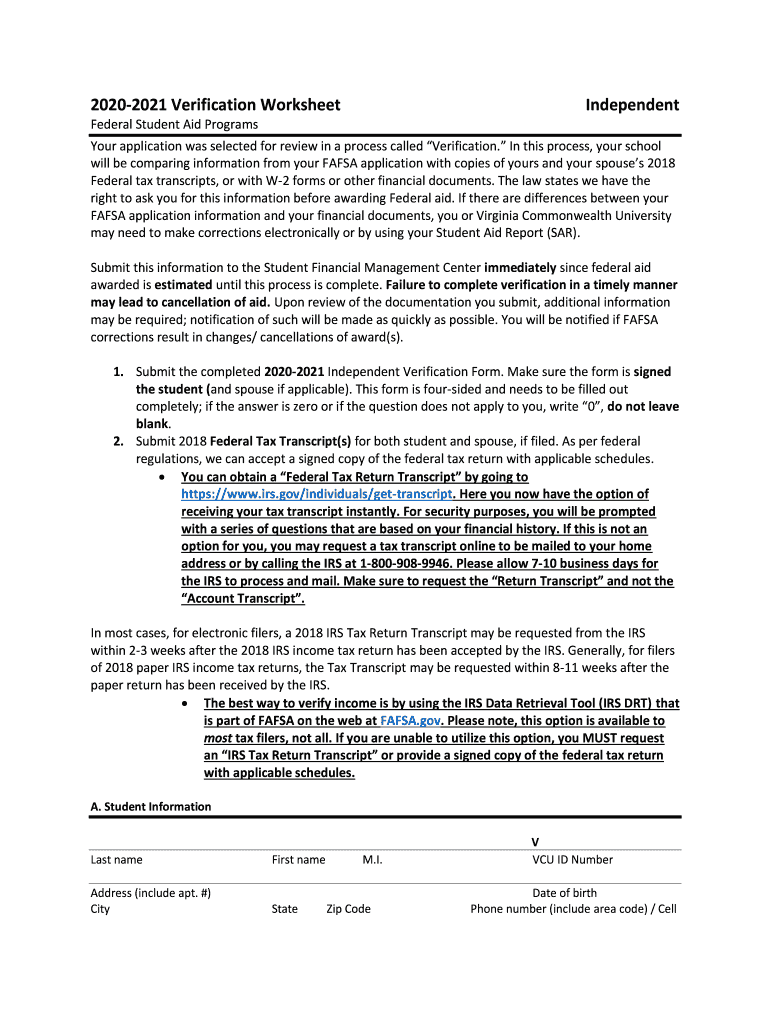 Fillable Online Dependent Student Verification Worksheet - The University of ... Fax Email Print ...
