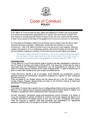 Fillable Online Volunteer Code of Conduct - St Martin of Tours Fax ...
