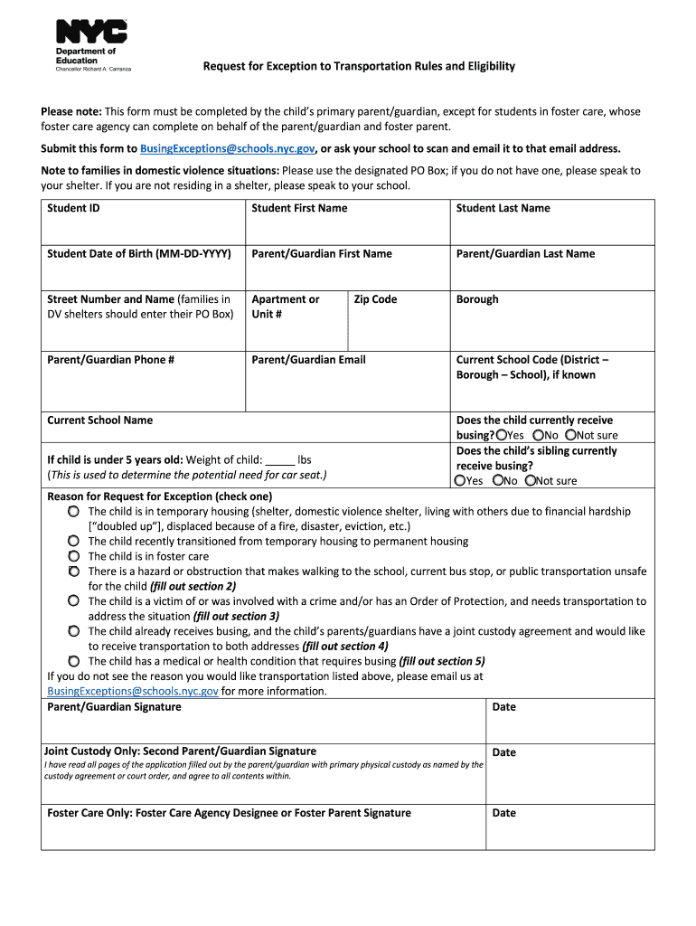Fillable Online Exceptions Request Form Fax Email Print - pdfFiller