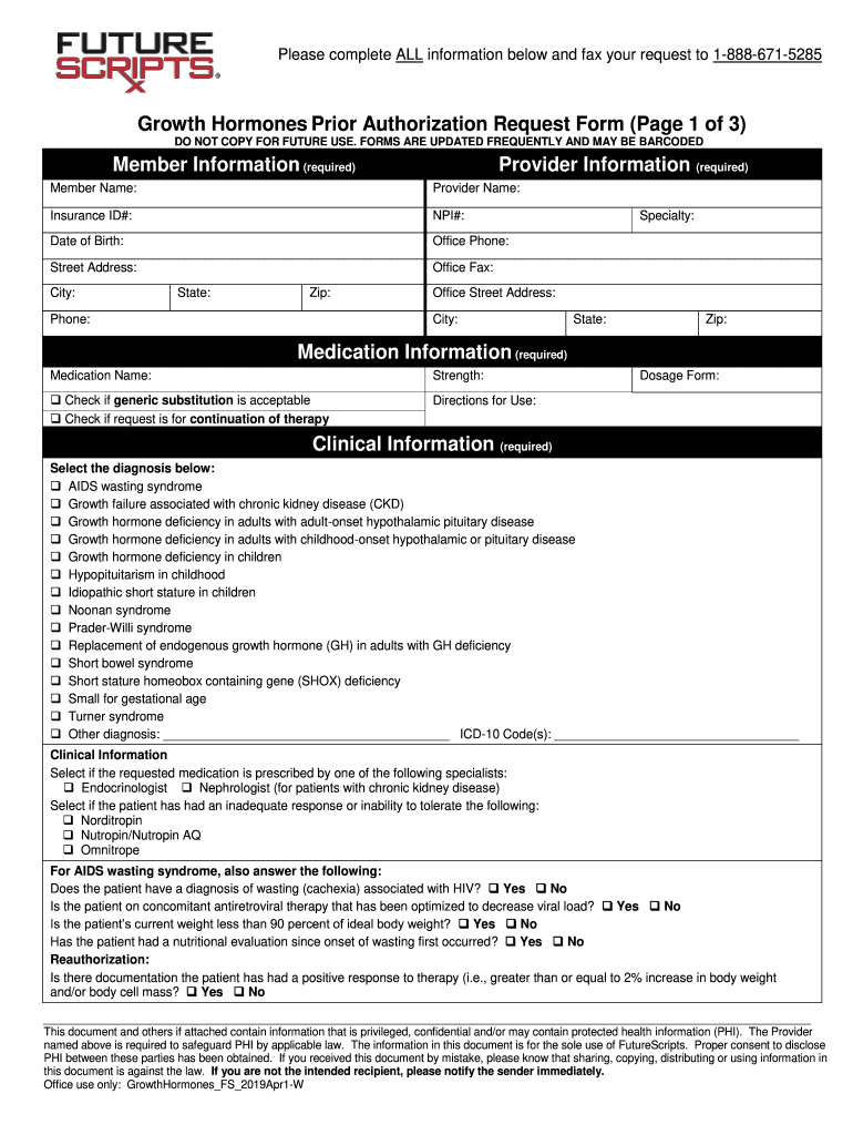 Fillable Online Growth Hormones Prior Authorization Request Form (Page 1 of 3) Fax Email Print ...