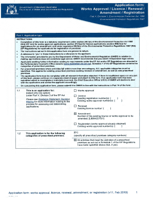 Fillable Online Application form: Government of Western Australia Works ...