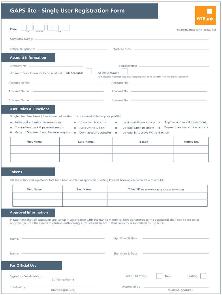 Fillable Online gtbank gaps kenya Fax Email Print - pdfFiller
