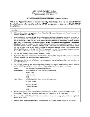 Fillable Online MTN Zakhele Futhi (RF) Limited APPLICATION FORM (BLACK ...