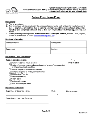 Fillable Online Return From Leave Form Fax Email Print - pdfFiller