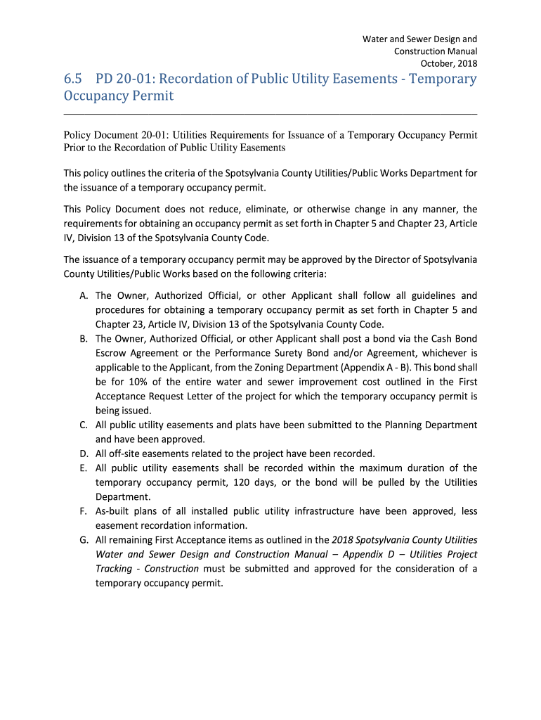 Fillable Online 5 PD 20-01: Recordation of Public Utility Easements ...
