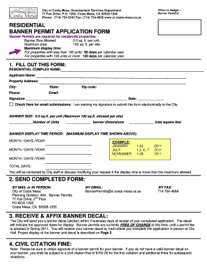 Fillable Online residential banner permit application form 2. send ...