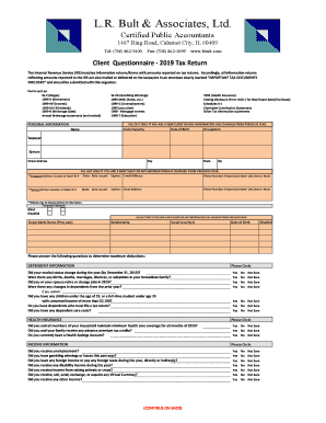 Fillable Online Client Questionnaire - 2019 Tax Return Fax Email Print ...
