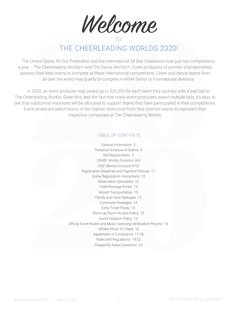 Fillable Online The Cheerleading Worlds Registration and Information ...
