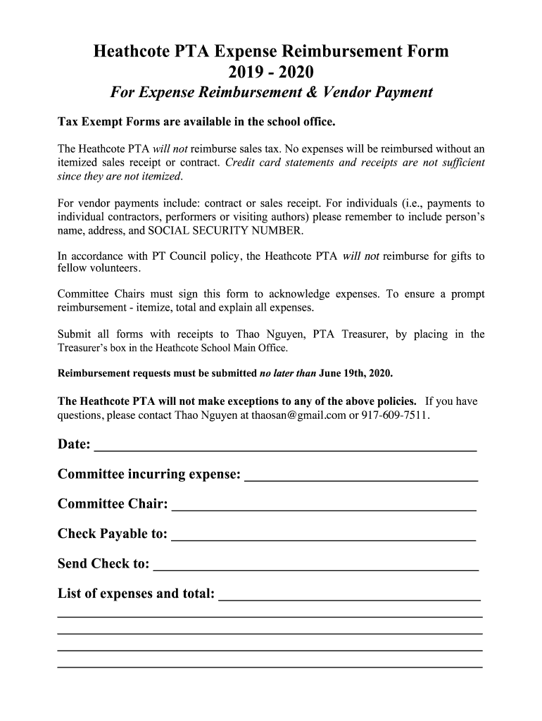 Fillable Online Pta treasurer forms Fax Email Print - pdfFiller