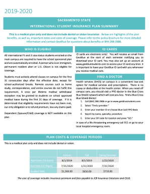 Fillable Online 2019-2020 International Student Insurance Plan ...