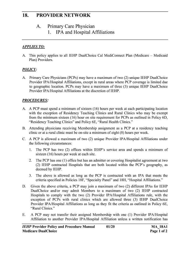 Fillable Online Provider IPA/Hospital Affiliations, except in rural ...