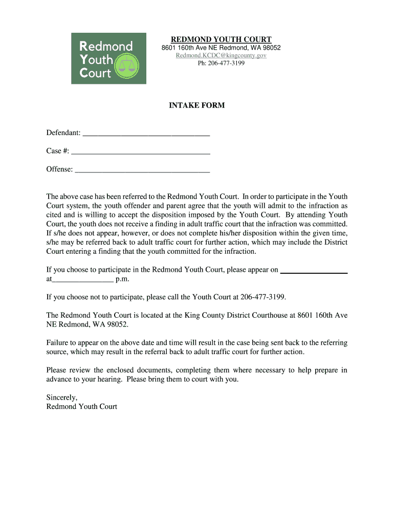 Fillable Online INTAKE FORM Defendant Fax Email Print - pdfFiller