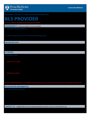 Fillable Online BLS Provider Registration Form Employee - Wake Forest ...