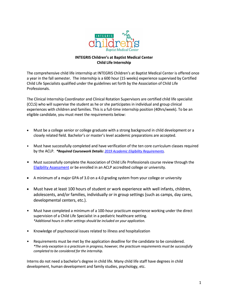 Fillable Online INTEGRIS Children's Hospital in Oklahoma CityINTEGRIS ...