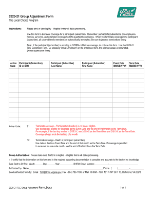 Fillable Online 2019-20 TLC Group Adjustment Form Fax Email Print ...