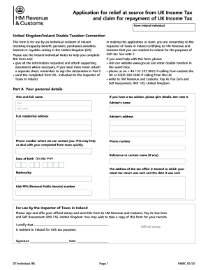 Fillable Online Application for relief at source from UK Income Tax and ...