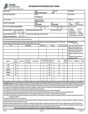 Fillable Online CROP INSURANCE APPLICATION/CANCELLATION - TRANSFER Fax ...