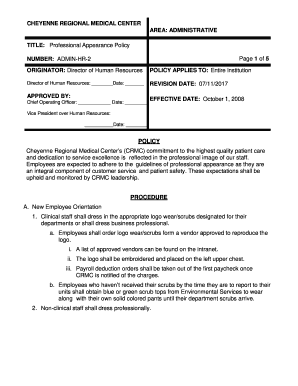 Fillable Online Professional Appearance Policy NUMBER: ADMIN-HR-2 ...