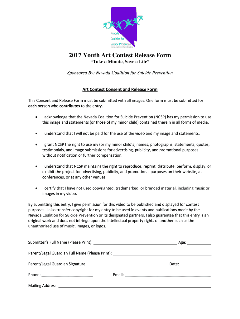 Fillable Online Tobacco-Free IE Art Contest Consent and Release Form By ...