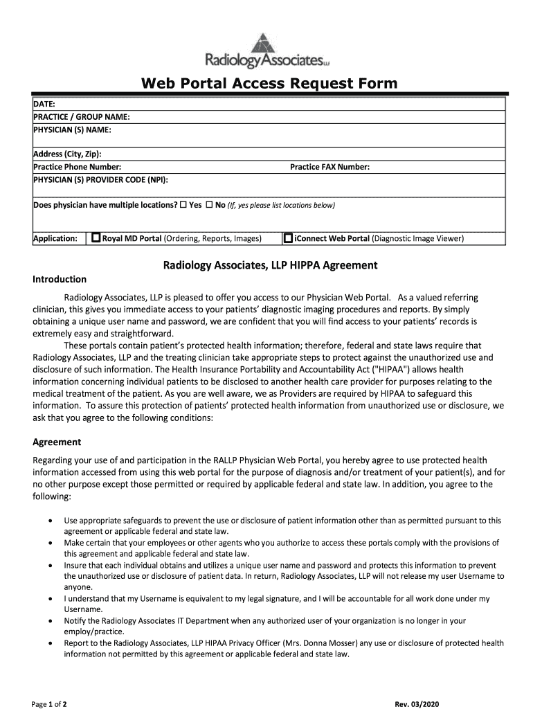 Fillable Online Web Portal Access Request Form Fax Email Print - pdfFiller