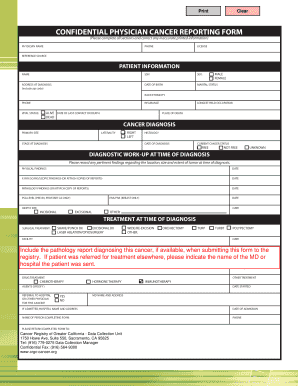 Fillable Online Confidential Physican Cancer Reporting Form ...