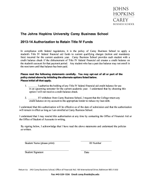Fillable Online Title IV Authorization Form - Farmingdale State College Fax Email Print - pdfFiller
