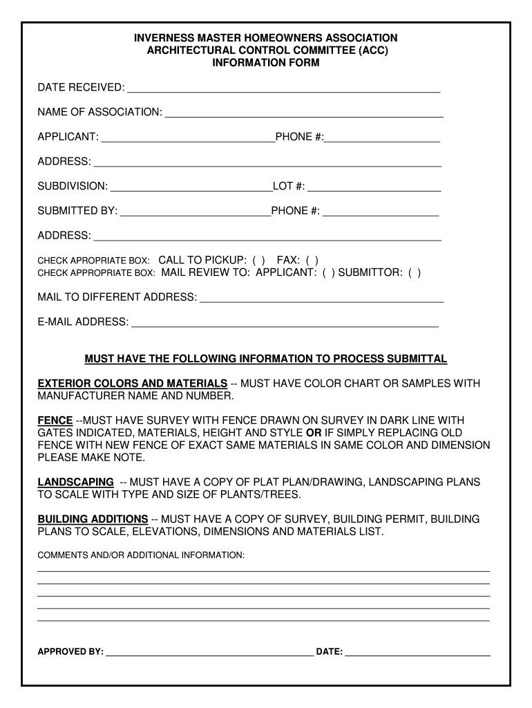 Fillable Online Homeowners Association Forms Available For Download ...