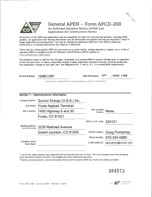 Fillable Online General APEN - Form APCD-200 - Colorado.gov Fax Email ...