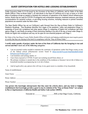 Fillable Online guest certification for hotels and lodging establishments Fax Email Print ...