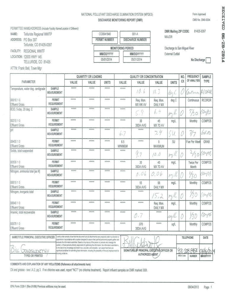 Fillable Online (dmr) national pollutant discharge elimination system ...