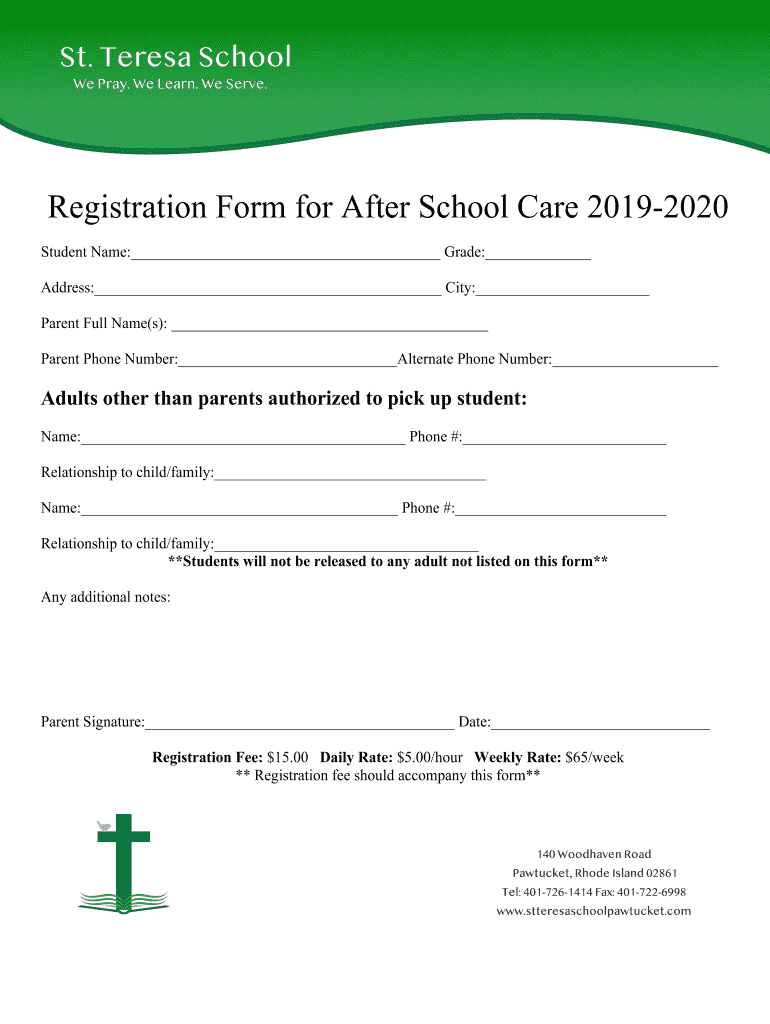 Fillable Online After-School Program Registration Form - Kirtland Youth ...