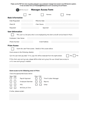 Fillable Online Manager Access Form 2019 v1.0. Client Manger Access ...