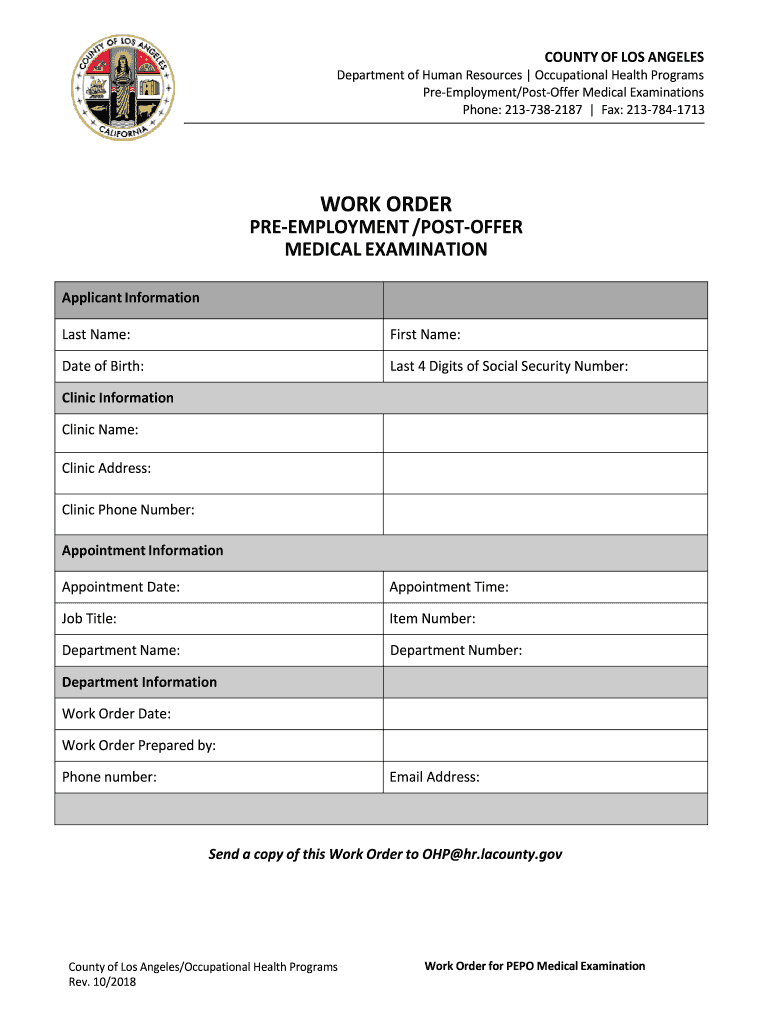 Fillable Online Your guide to the Pre- Employment / Post-Offer Medical ...