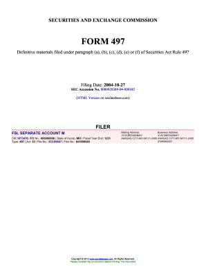 Fillable Online FSL SEPARATE ACCOUNT M (Form. Accession Number Fax ...