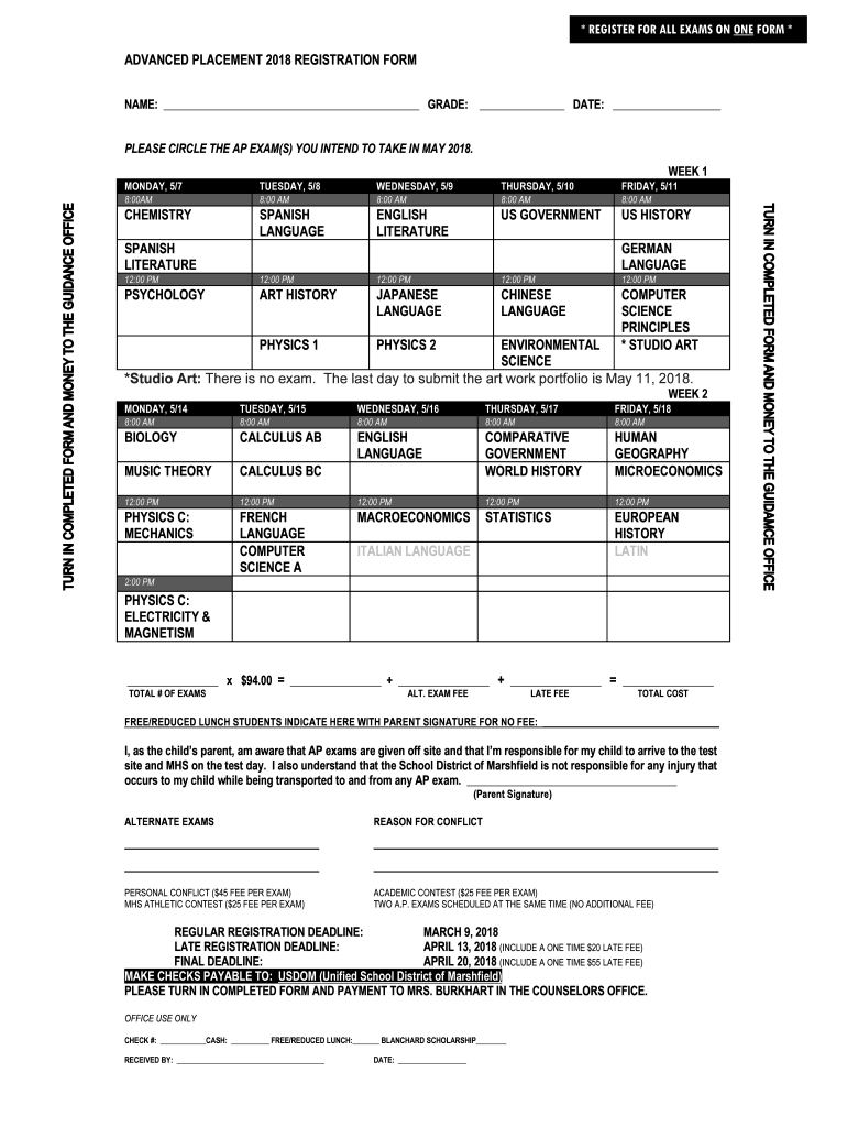 Fillable Online advanced placement 2018 registration form chemistry spanish ... Fax Email Print ...