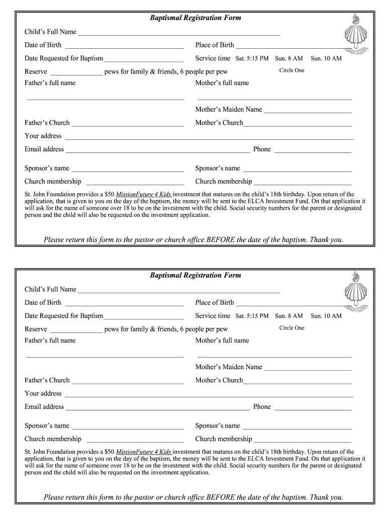 Baptism Registration Form Catholic - Fill Online, Printable, Fillable ...