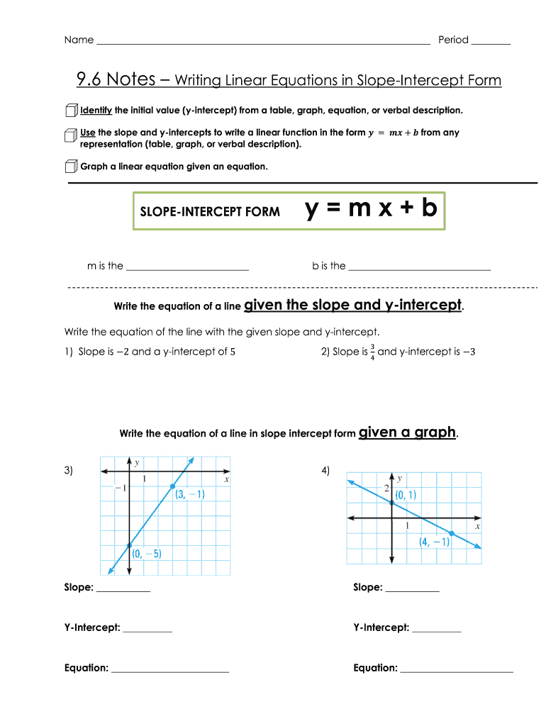 9 6 Notes Writing Linear Equations - Fill Online, Printable, Fillable ...