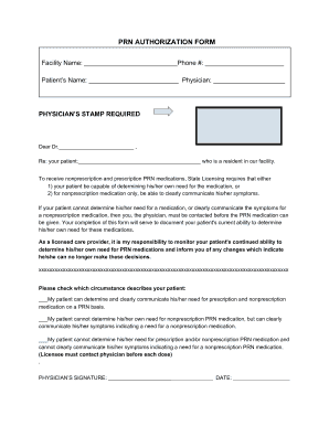 Fillable Online PRN AUTHORIZATION FORM Fax Email Print - pdfFiller