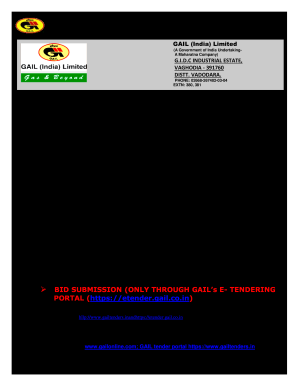 Fillable Online e-tender - Gail tender Fax Email Print - pdfFiller
