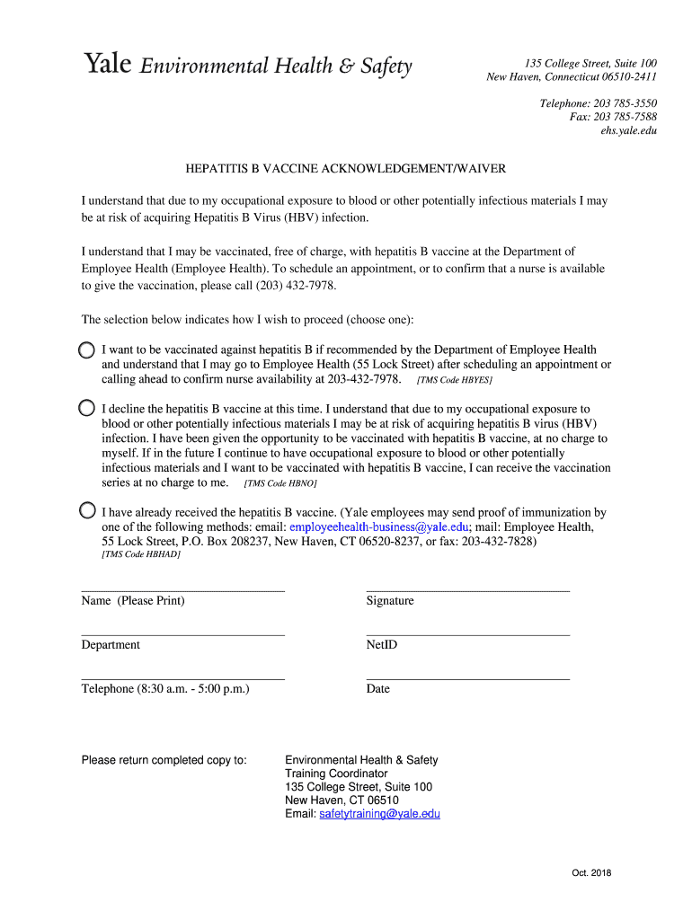 Hepatitis b waiver form: Fill out & sign online | DocHub